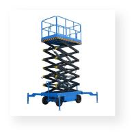 China Q235B Mobile Scissor Lifting Platform Manual Pulling Customized Colors for sale