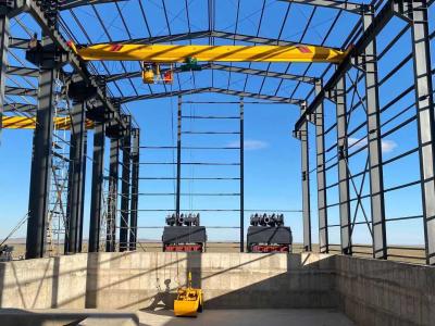 China Remote Control Single Girder Overhead Travelling Crane With Electric Double Flap Grab for sale