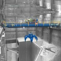 China Orange 20 Tons Grab Double Girder Overhead Crane For Grab Material In Workshop for sale