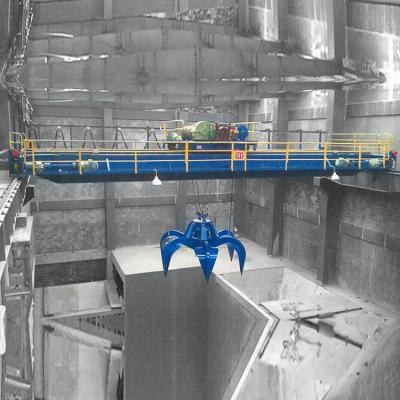 China Orange 20 Tons Grab Double Girder Overhead Crane For Grab Material In Workshop for sale