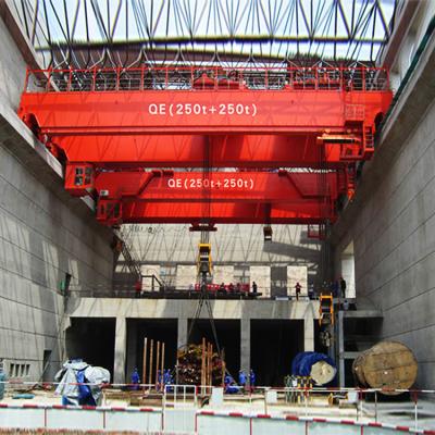 China Customized 20t+20t QE Type Double Girder Bridge Crane with Double Mobile Hoist China Manufacturer for sale