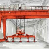 China 16 Ton Double Beam Magnetic Traveling Rail Gantry Crane Cabin Control for sale