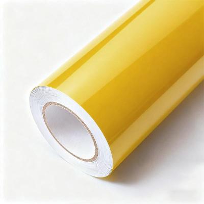 China Macaroon Lemon Yellow Vinyl Cast Film Durable Vinyl Wrap Roll HYH1130 for sale