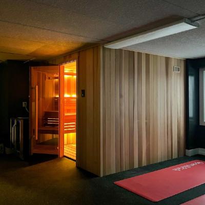 China Affordable Indoor 1-2 Person Infrared Sauna with Dry Steam Colorful Light for sale
