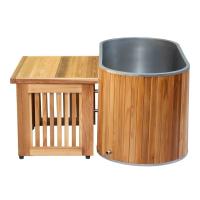 China Wooden Ice Bath Barrel with Cedar Finish and Stainless Steel Liner for sale