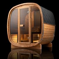China Wooden Far Infrared Sauna with Smart Control Panel and Panoramic Tempered Glass Door for sale