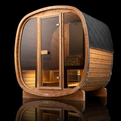 China Wooden Far Infrared Sauna with Smart Control Panel and Panoramic Tempered Glass Door for sale
