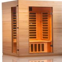 China Hot Selling Traditional Wood Steam Sauna Room for Bathroom with Shower Cabin and 6kw Stove Heating for sale