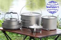 China Outdoor Pure Titanium Pot Convenient Camping Titanium Alloy Set Pot Hanging Pot for sale
