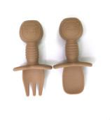 China Short Handle Eco Spoon And Fork Silicone Infant Spoons For Baby Dining With Size Is 9.5x9.5x4 Cm And Weight Is 48 Gram for sale