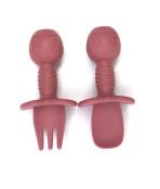 China Eco Cartoon Feedie Fork And Spoon For Baby Training Silicone With Size Is 9.5x9.5x4 Cm And Weight is 45 Gram for sale