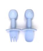 China Short Handle Eco Spoon And Fork Silicone Infant Spoons For Baby Dining With Size Is 9.5x9.5x4 Cm And Weight Is 48 Gram for sale