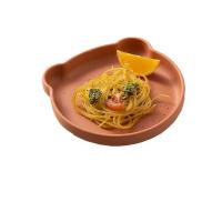 China Silicon Pink Childrens Tray Plate Spoons And Bowl With Compartment With Size Is 18*18*4cm And Weight Is 220 Gram for sale
