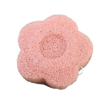 China Sunflower Shape Red Absorbency Facial Konjac Sponge for Fun and Clean Bath Time Size Is 8*6*2.5 cm And Weight Is 16 Gram for sale