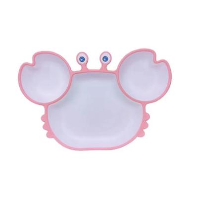China Pink White Crab Customized Childrens Silicone Plates bowl Phthalate Free With Size Is 23*18*3.7cm And Weight Is 241 Gram for sale