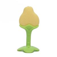 China Strawberry Shape Gentle Rubber Silicone Baby Teether Food Grade For Infant Teething With Size 8*7.3 cm Weight Is 44 Gram for sale
