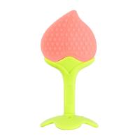 China Strawberry Shape Gentle Rubber Silicone Baby Teether Food Grade For Infant Teething With Size 8*7.3 cm Weight Is 44 Gram for sale