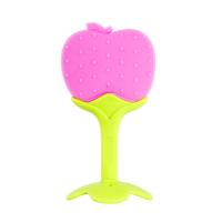 China Strawberry Shape Gentle Rubber Silicone Baby Teether Food Grade For Infant Teething With Size 8*7.3 cm Weight Is 44 Gram for sale
