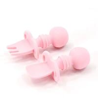 China Cartoon Silicone Baby Forks Spoons in Different Red Colors Size 9.5x9.5x4cm Weight 48g for sale
