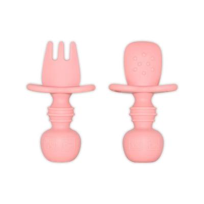 China ODM/OEM Service Different Pink Colors Silicone Baby Forks Spoons Eco Friendly With Size 9.5x9.5x4 Cm And Weight 48Gram for sale