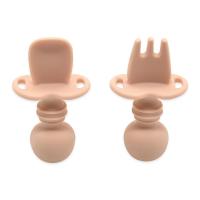 China 48 Grams Different Blue Colors Silicone Baby Forks Spoons Eco Friendly 9.5x9.5x4 Cm for sale