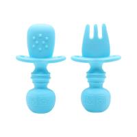 China Special Blue Silicone Baby Forks Spoons Eco Friendly ODM/OEM Service 9.5x9.5x4cm 48Gram for sale