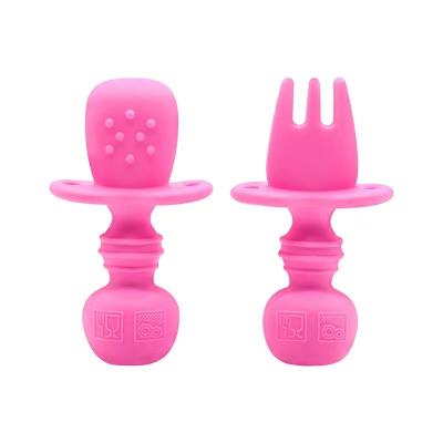 China ODM/OEM Service Special Purple Colors Silicone Baby Forks Spoons Eco Friendly With Size 9.5x9.5x4 Cm And Weight 48 Gram for sale