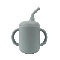 China Convenient and Durable 120ml Sloping Head Straw Cup with Silicone Grey Spill Proof Design for sale