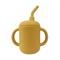 China Convenient and Durable 120ml Sloping Head Straw Cup with Silicone Grey Spill Proof Design for sale