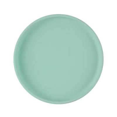 China Green Mushie Suction Childrens Silicone Plates Microwaveable Food Grade With Size Is 18*18*3.0 cm And Weight Is 200 Gram for sale