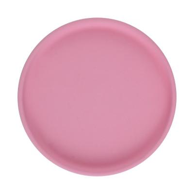 China Pink Mushie Suction Childrens Silicone Plates Microwaveable Food Grade With Size Is 18*18*3.0 cm And Weight Is 200 Gram for sale