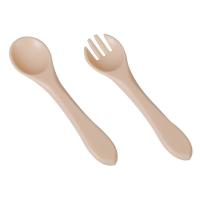 China Eco-Friendly Silicone Baby Forks Spoons 9.5x9.5x4 cm 48g 9 Different Light Grey Colors for sale