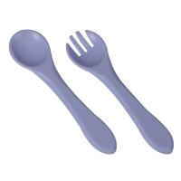 China Eco-Friendly Silicone Baby Forks Spoons 9.5x9.5x4 cm 48g 9 Different Light Grey Colors for sale