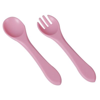 China ODM Different Light Purple Colors Silicone Baby Forks Spoons Eco Friendly With Size Is 9.5x9.5x4Cm And Weight Is 48 Gram for sale