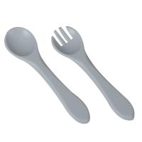 China Eco-Friendly Silicone Baby Forks Spoons 9.5x9.5x4 cm 48g 9 Different Light Grey Colors for sale