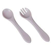 China Eco-Friendly Silicone Baby Forks Spoons 9.5x9.5x4 cm 48g 9 Different Light Grey Colors for sale