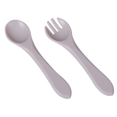 China Eco-Friendly Silicone Baby Forks Spoons 9.5x9.5x4 cm 48g 9 Different Light Grey Colors for sale