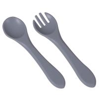 China Eco-Friendly Silicone Baby Forks Spoons 9.5x9.5x4 cm 48g 9 Different Light Grey Colors for sale