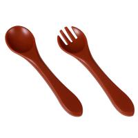 China Eco-Friendly Silicone Baby Forks Spoons 9.5x9.5x4 cm 48g 9 Different Light Grey Colors for sale