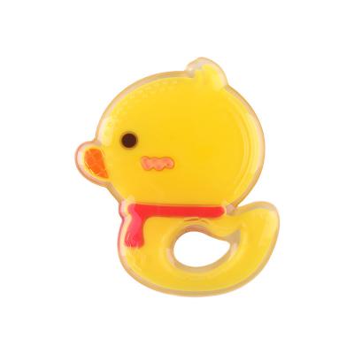 China 2 Colors Yellow Duck Watermelon Silicone Baby Teether Mesh Fruit Customized With Size 8*7.3cm And Weight Is 30Gram for sale
