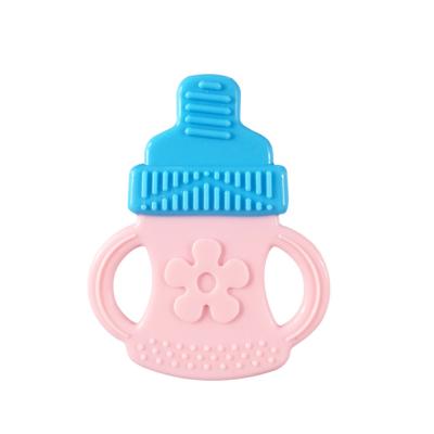 China Blue 2 Colors Soothing Chewing Silicone Baby Teether Baby Bottle BPA Free With Size Is 6.4*8.5 cm And Weight Is 15 Gram for sale