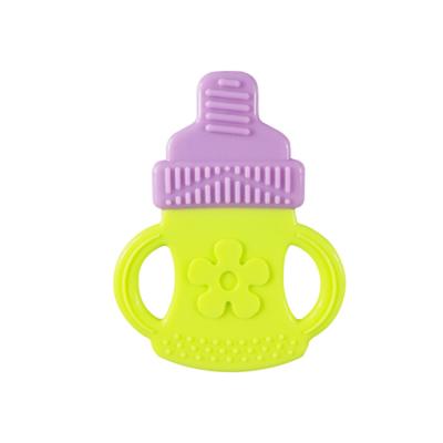 China Purple 2 Color Soothing Chewing Silicone Baby Teether Baby Bottle BPA Free With Size Is 6.4*8.5 cm And Weight Is 15 Gram for sale