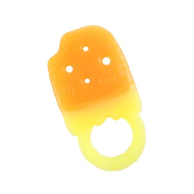 China Orange OEM BPA Free Teething Toys Personalized Silicone Teether Ice Cream With Size 9.7*5.2*0.8cm And Weight Is 25Gram for sale