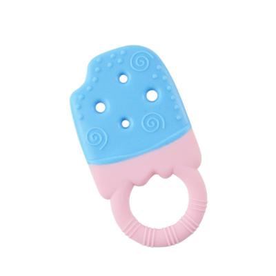 China Blue ODM/OEM BPA Free Teething Toys Personalized Silicone Teether Ice Cream With Size 9.7*5.2*0.8cm And Weight Is 25Gram for sale