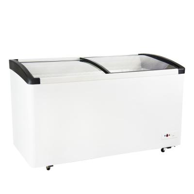 China 358L Glass Door Deep Chest Ice Cream Display Freezer - 1294×598×835mm, -18°C to 10°C Temperature Range for sale