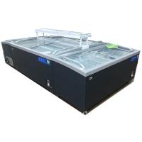 China Curved Glass Island Seafood Meat Display Freezer 563L Capacity -25°C Commercial Refrigeration for sale