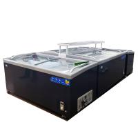 China Curved Glass Island Seafood Meat Display Freezer 563L Capacity -25°C Commercial Refrigeration for sale