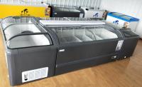 China Curved Glass Island Seafood Meat Display Freezer 563L Capacity -25°C Commercial Refrigeration for sale