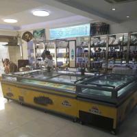 China Seafood Sliding Glass Supermarket Island Display Freezer - 1.3-1.7 m² Display Area, -18°C Temperature Range for sale