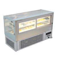 China 130L Sliding Glass Door Cake Table Top Display Chiller 220V 300W with LED Lighting and Marble Finish for sale